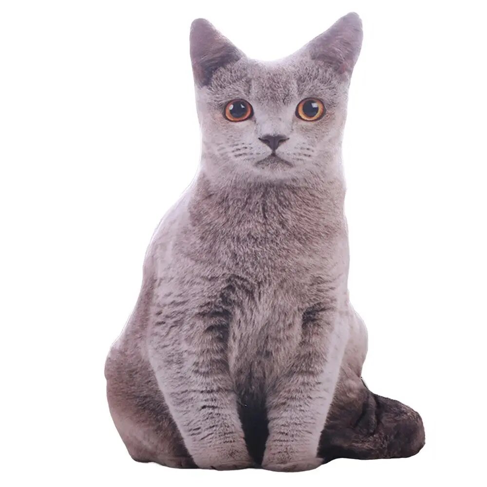 Реалистичная 3D-игрушка В Виде Плюшевого Кота, Мягкая Мультяшная Подушка-имитация Кошки Для Детей И Девочек