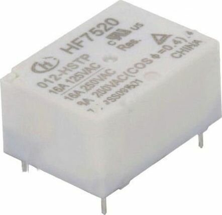 Реле HONGFA HF7520/012-HSTP Реле: электромагнитное SPST-NO Uобмотки: 12ВDC 16A/250ВAC 16А 1шт