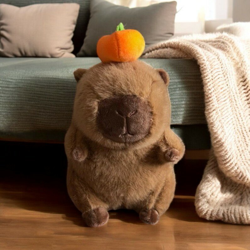 Мягкая игрушка Капибара с мандаринкой 20см