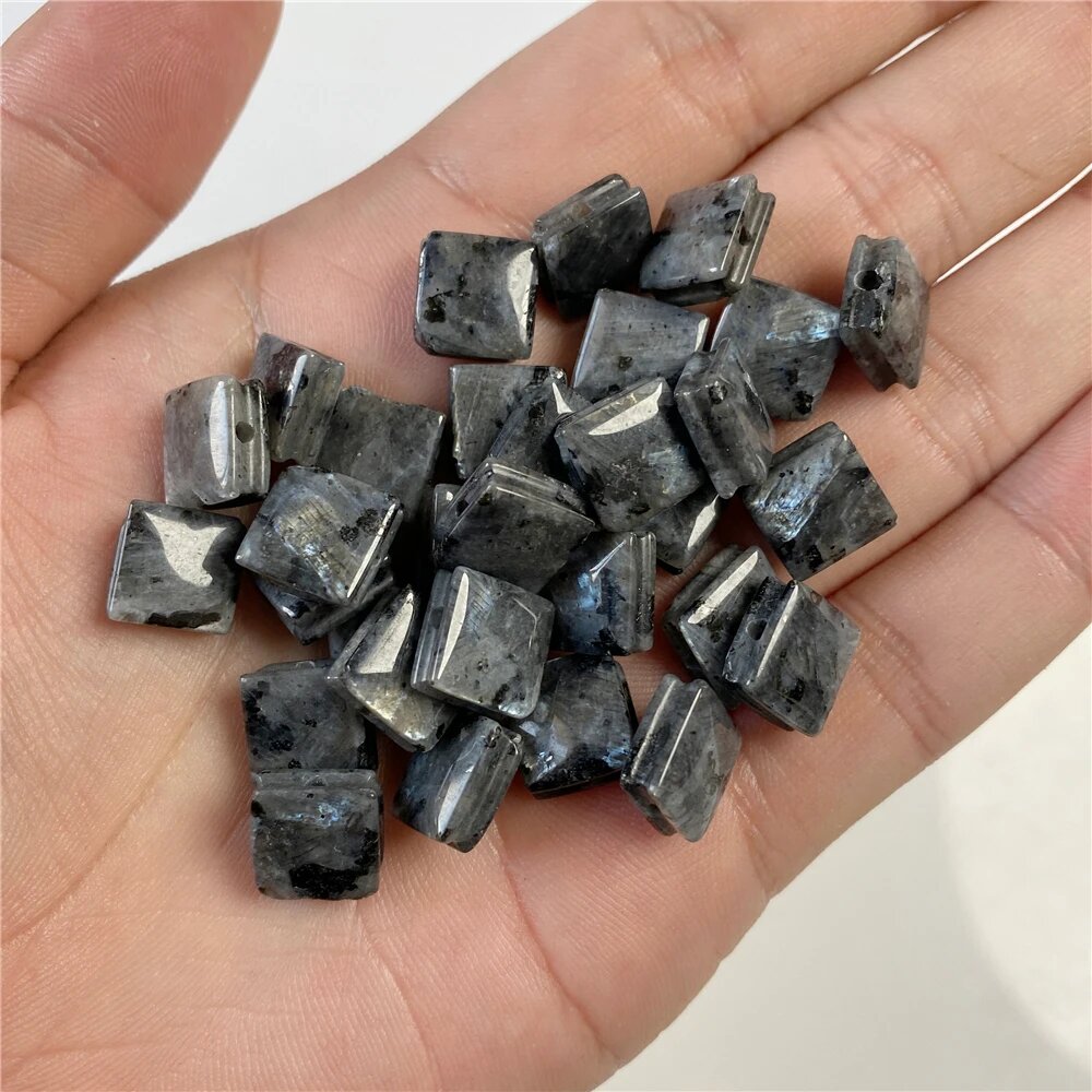 Плоские квадратные бусины из тигрового глаза, пирита, амазонита, аметиста 10 мм Vinswet 15PCS, Labradorite