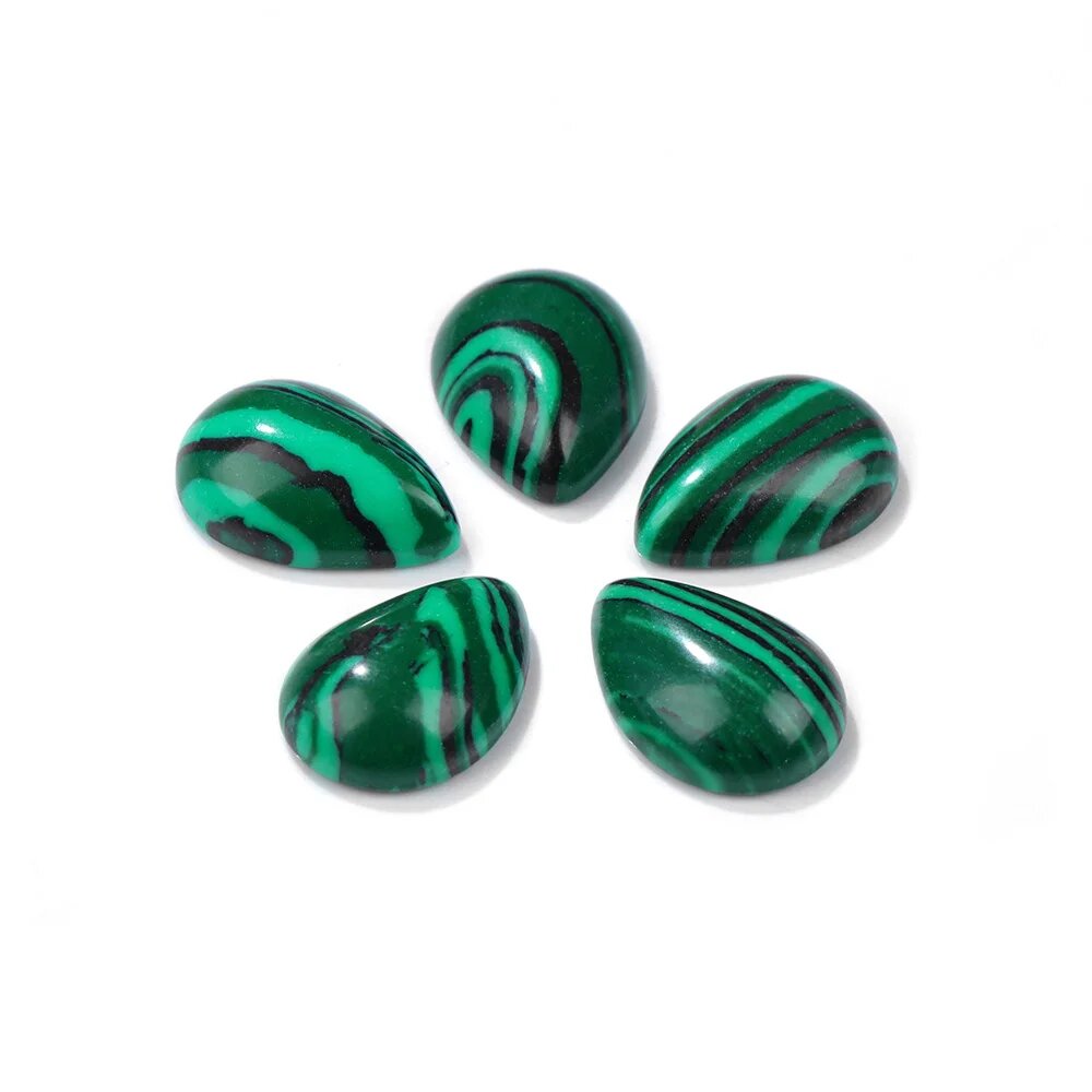 Кабошоны из природного камня 10 шт. Изумрудный, 4. Malachite