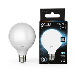 Лампа светодиодная Gauss Black G95, 16W, 1540lm, 4100K, E27, LED