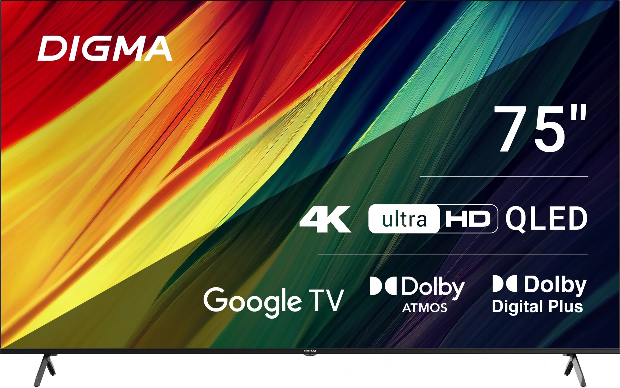 Телевизор Digma Google TV DM-LED75UQB31, 75", QLED, 4K Ultra HD, Google TV, черный