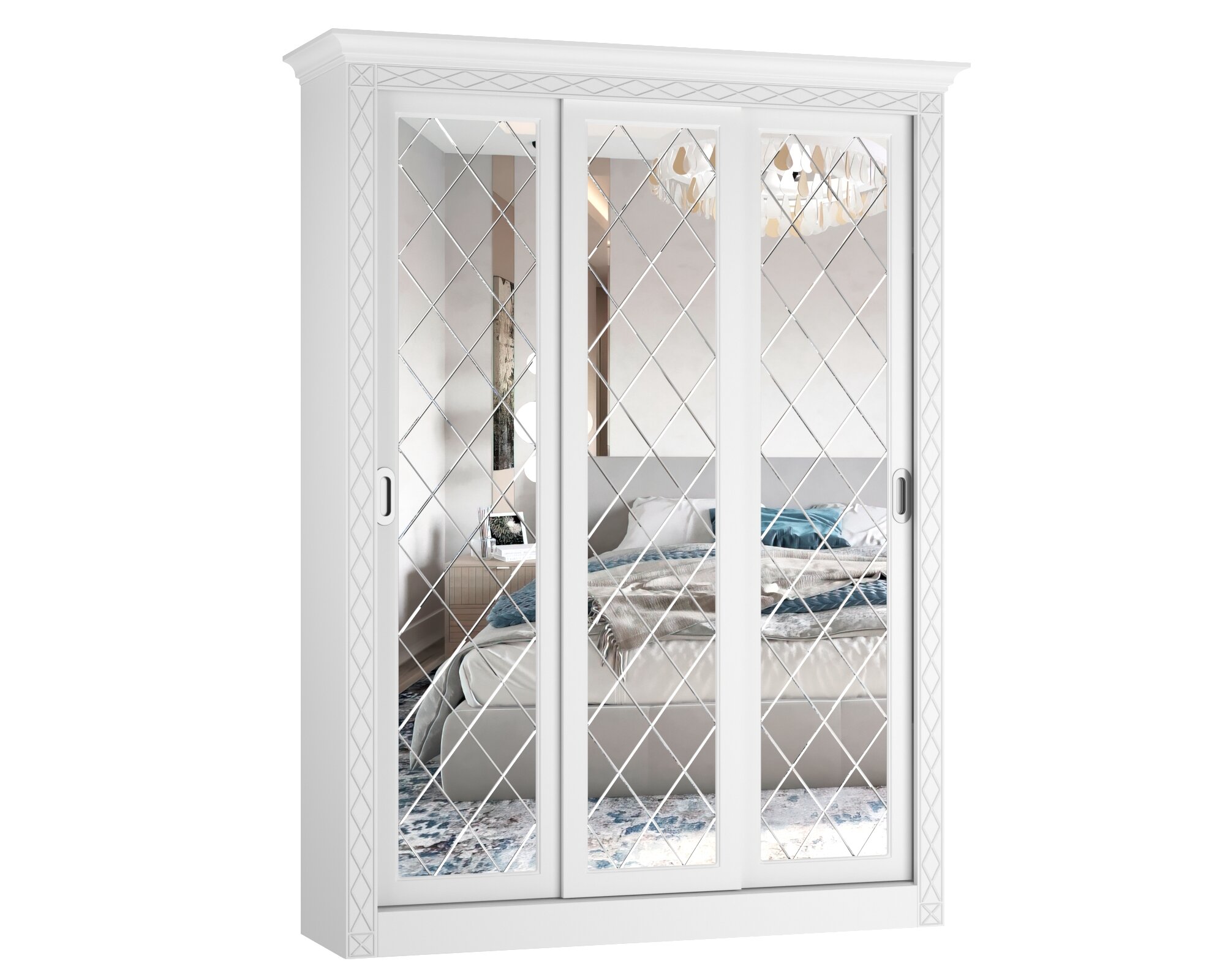 Шкаф купе для одежды Мебель на Руси "Фианит 3" 180х200х60 Белый