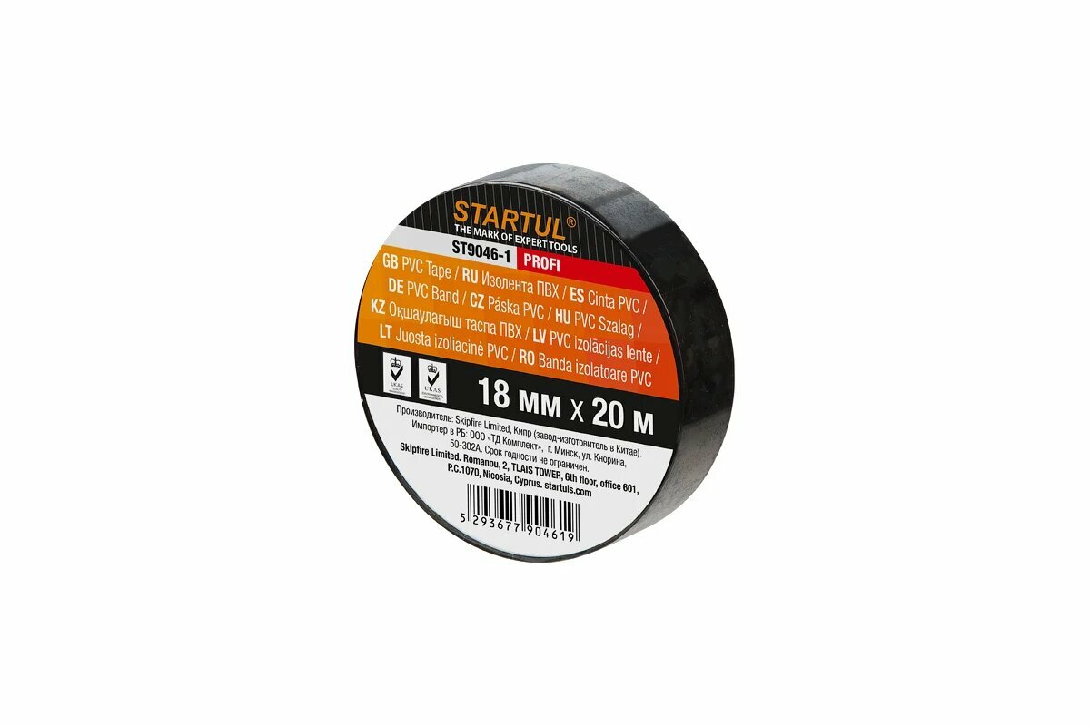 Profi STARTUL Изолента ПВХ 18 мм × 20 м черная ST9046-1 - прочная электротехническая лента
