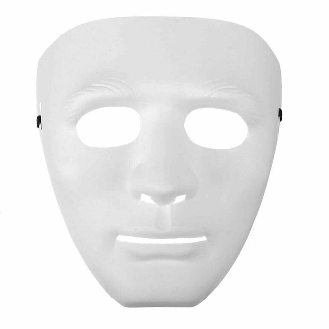 Карнавальная маска "Лицо", пластик, цвет белый, размер 19 х 16 см.