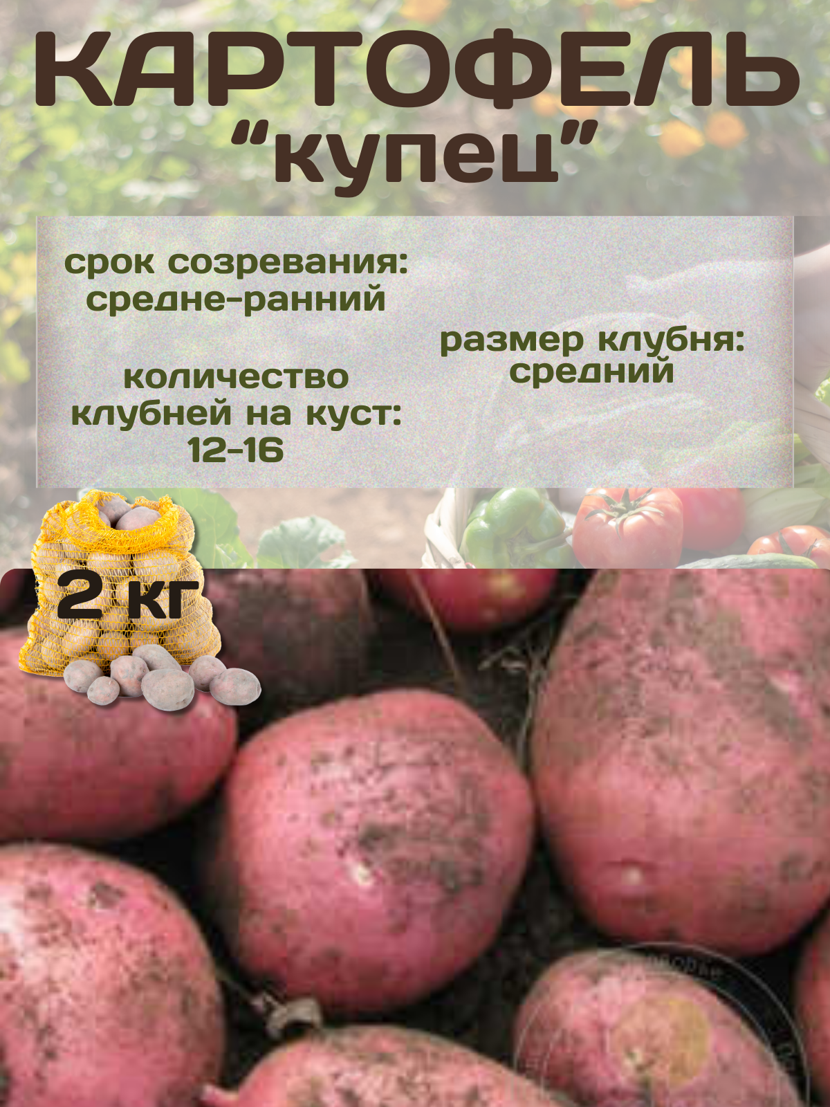 Картофель семенной Купец 2 кг, на посадку