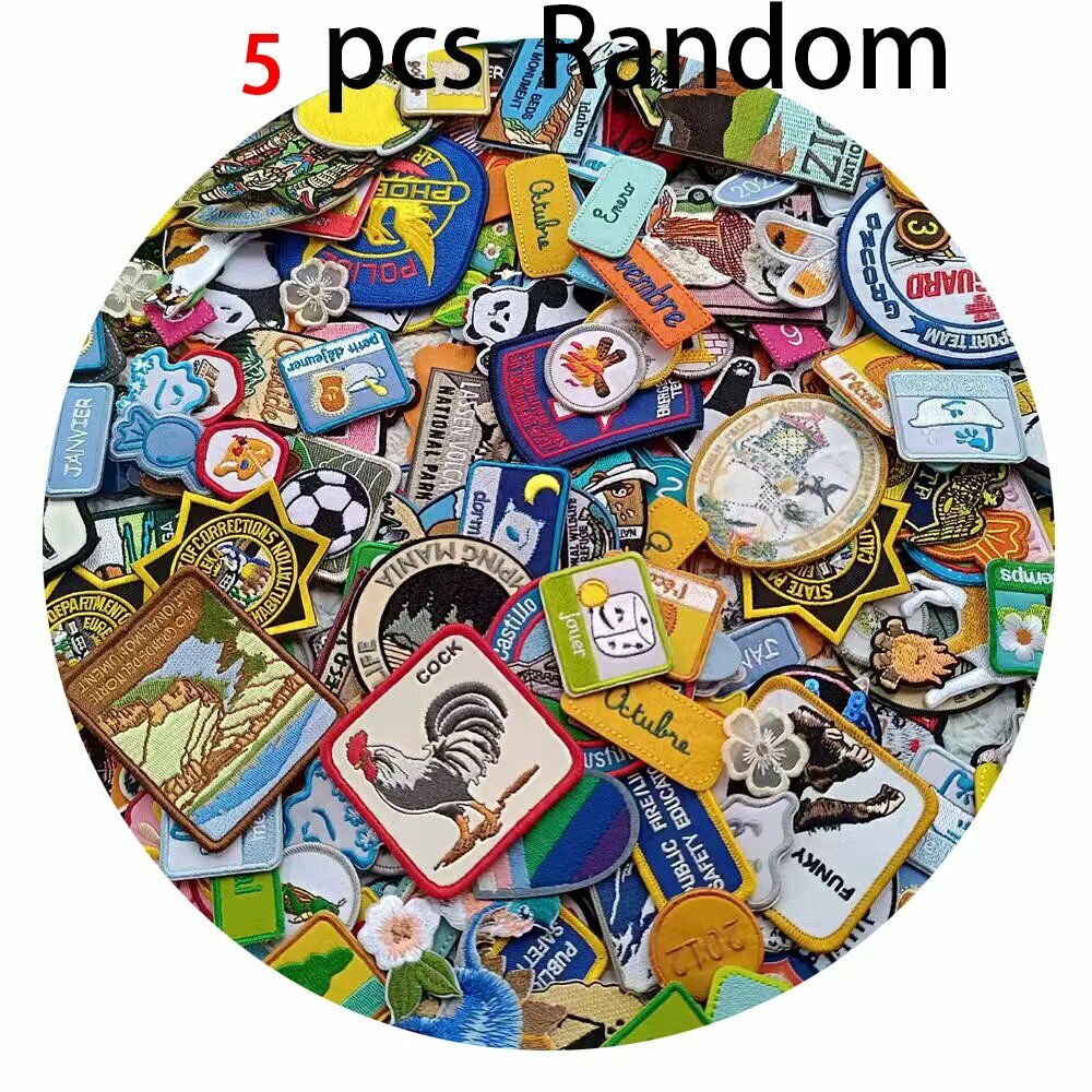 Set Embroidered Patch Iron On Patches for Clothing Embroidery Clothes Stickers Sewing Thermal Adhesive Applique Fusible Badges