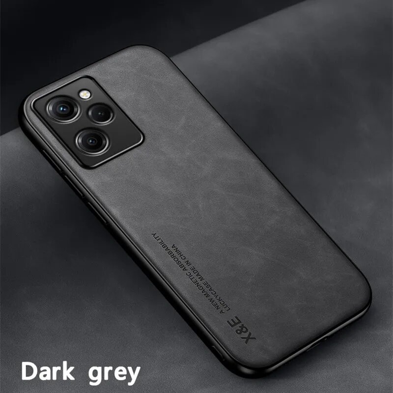 Кожаный чехол Dark grey для Poco X5 Pro 5G