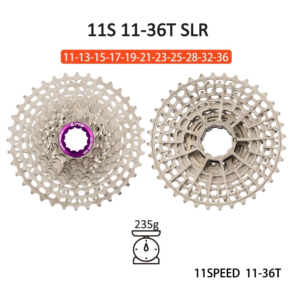 Кассета ZTTO SLR для шоссейного велосипеда 11/12 скоростей Сиреневый, 11S 36T SLR2 SR