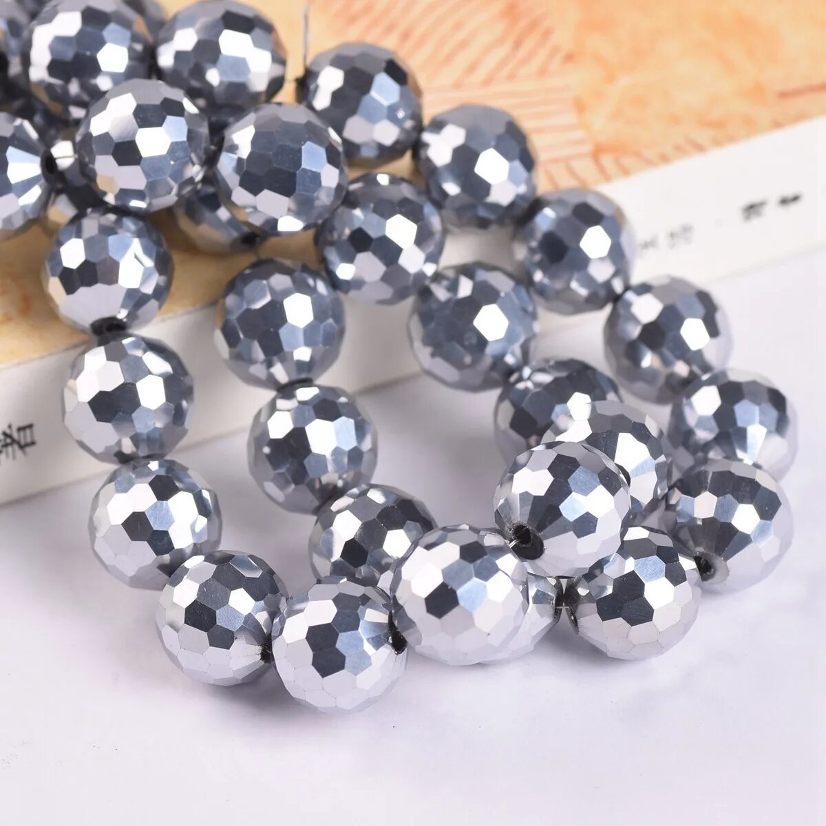 Серебряные граненые бусины 10 мм, 20 шт.