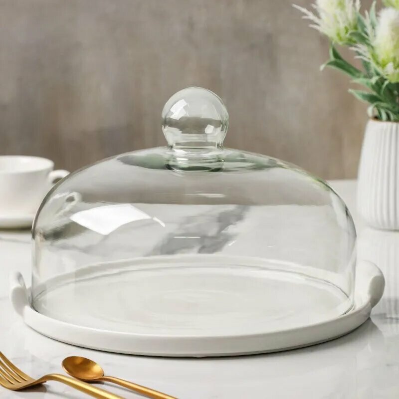 Блюдо для блинов, 1 шт, Керамика белый, диаметр 26 см