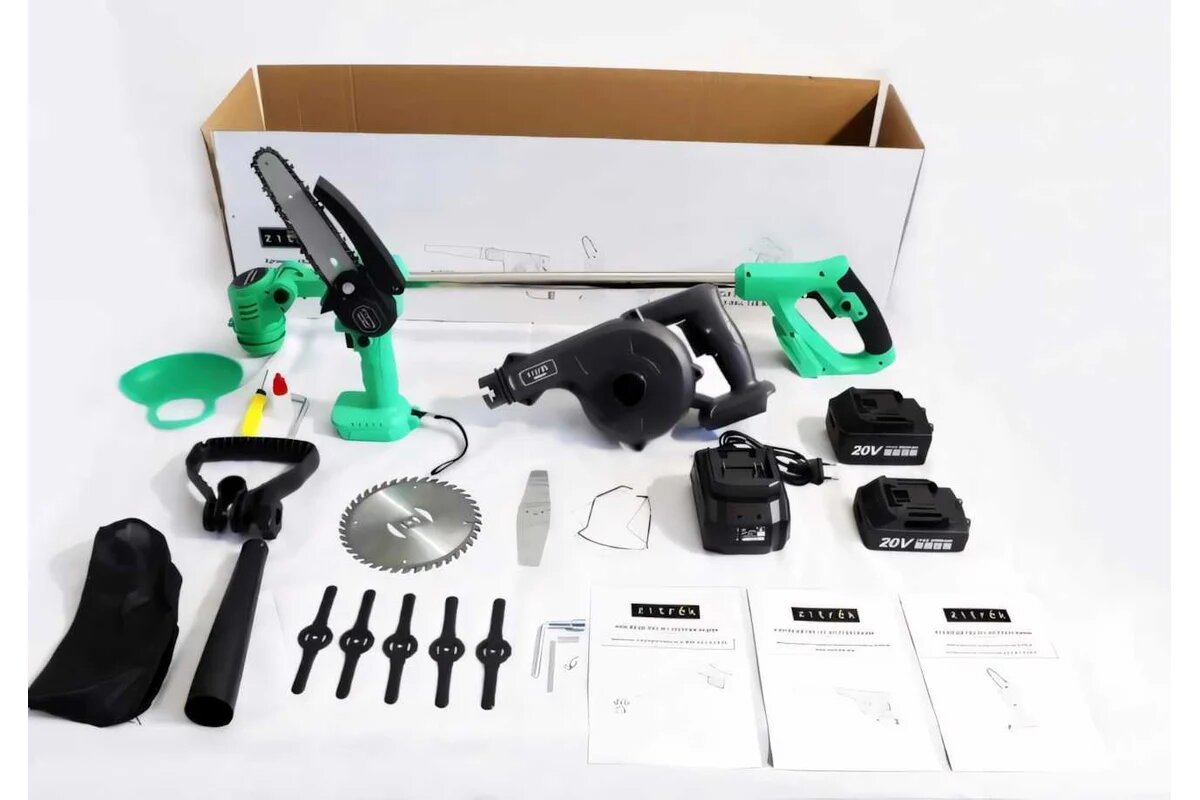 Zitrek Набор аккумуляторного инструмента (GreenCut 20, ZKBL20, GreenSaw 20 Extra Power) 3 в 1, 1x2.0Ач, 1x4.0Ач) 082-2022