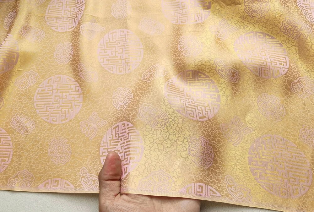 Шелковая хлопковая ткань JACQUARD FABRIC SHIPPER 1 метр x 1,14 метра 5 Pink gold
