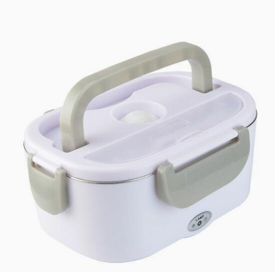 Ланчбокс электрический с подогревом - герметичный контейнер 1.5 л для пищи с функцией термоса и подогрева еды в офисе и автомобиле, с сумкой переносной в комплекте и столовыми приборами