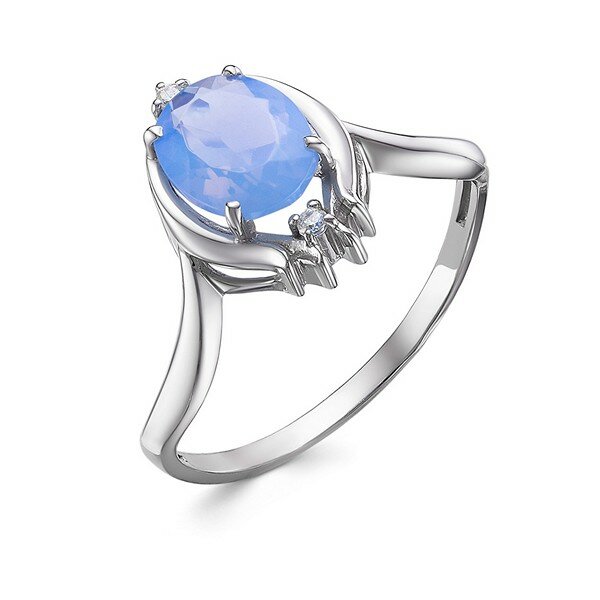 Кольцо, серебро, 925 проба, родирование, фианит, кристалл