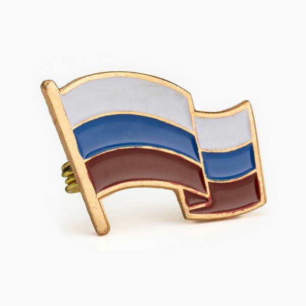 Значок "Флаг России 2229-964", металл, эмаль, длина 3,5 см Россия Триколор