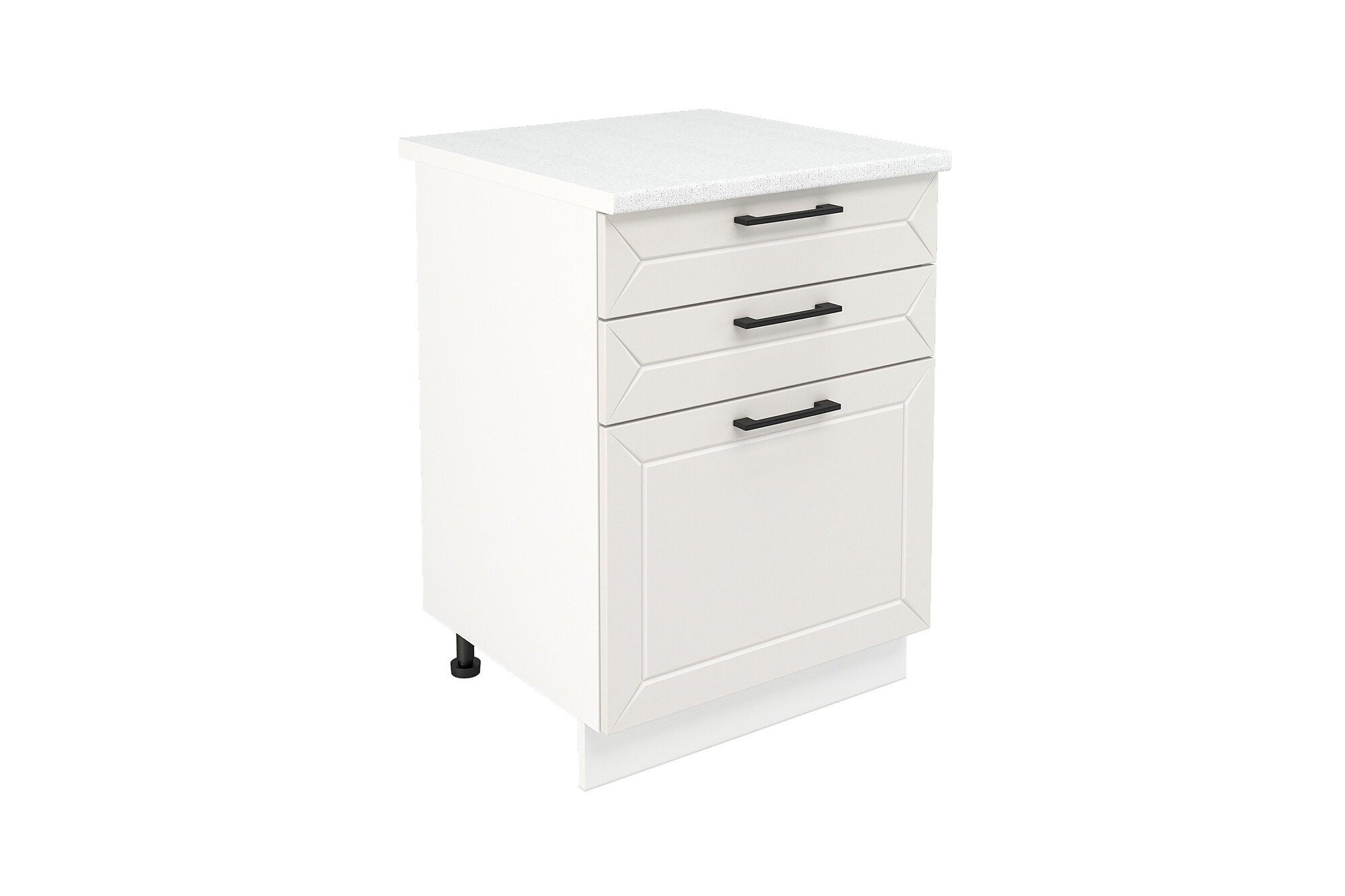 Кухонный модуль напольный с ящиками Нонтон Кёльн ШН3Я, белый / бланж софт, 60 см