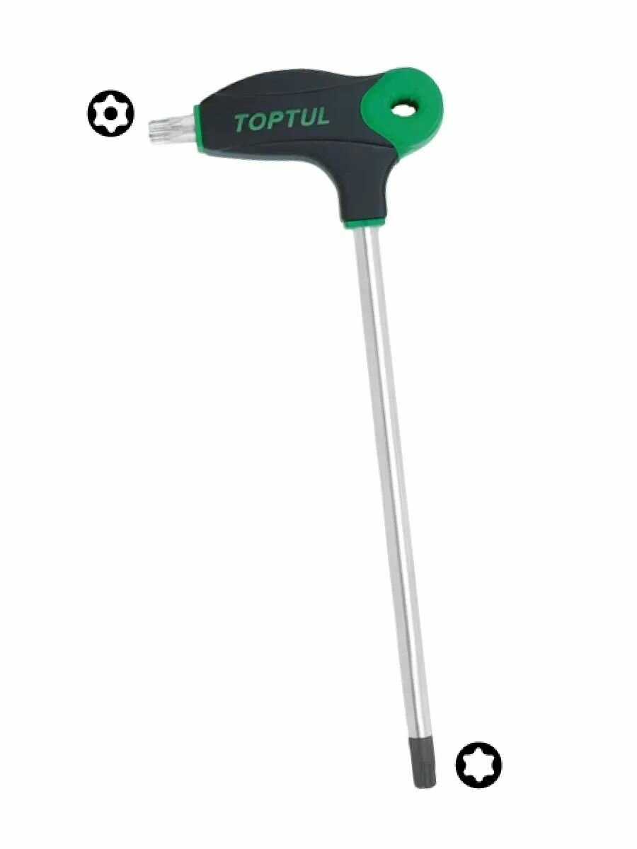Ключ TORX торкс звездочка T10 Г образный имбусовый с отверстием и L-образной ручкой, отвертка профессиональная AIED1014 TOPTUL