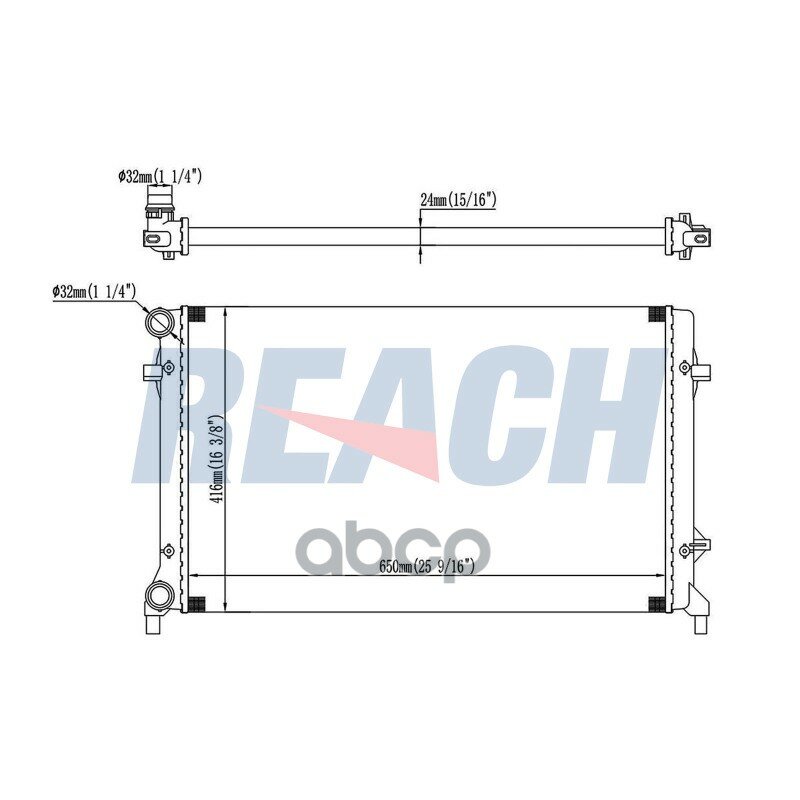Радиатор двигателя AUDI A3 / S3 2003- REACH арт. 40-15189