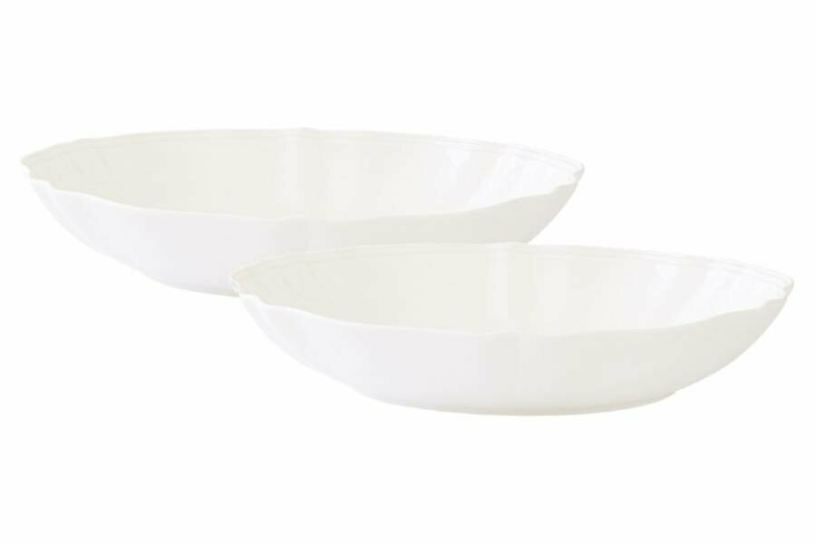 Набор 2 салатника, 25х17 см, 700 мл, фарфор P, белый, овальный, Волны, Perle (Easy Life)