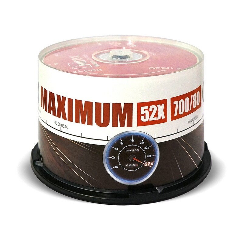 Компакт диск Mirex CD-R, скорость записи 52x, Maximum, 700 мб, 50 шт (UL120052A8B)