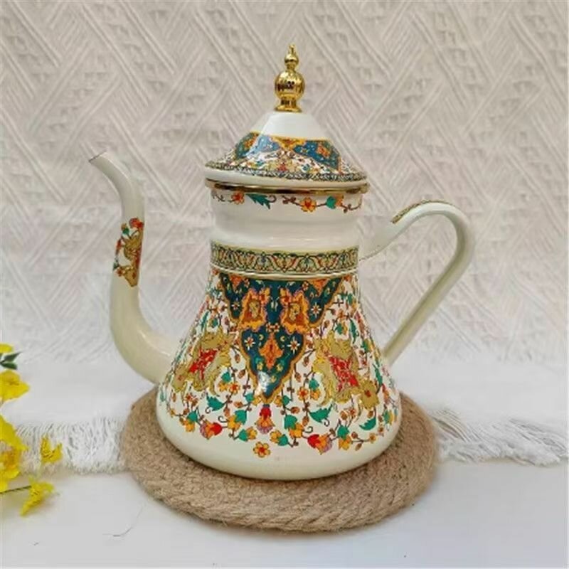 Эмалированный кофейник 1,1 л для газовой плиты и индукционной плиты Красный