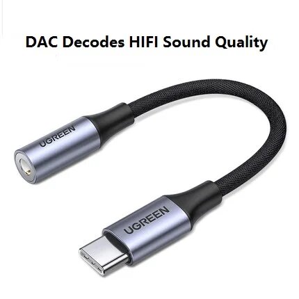 UGreen кабель USB C на 3,5 мм черный