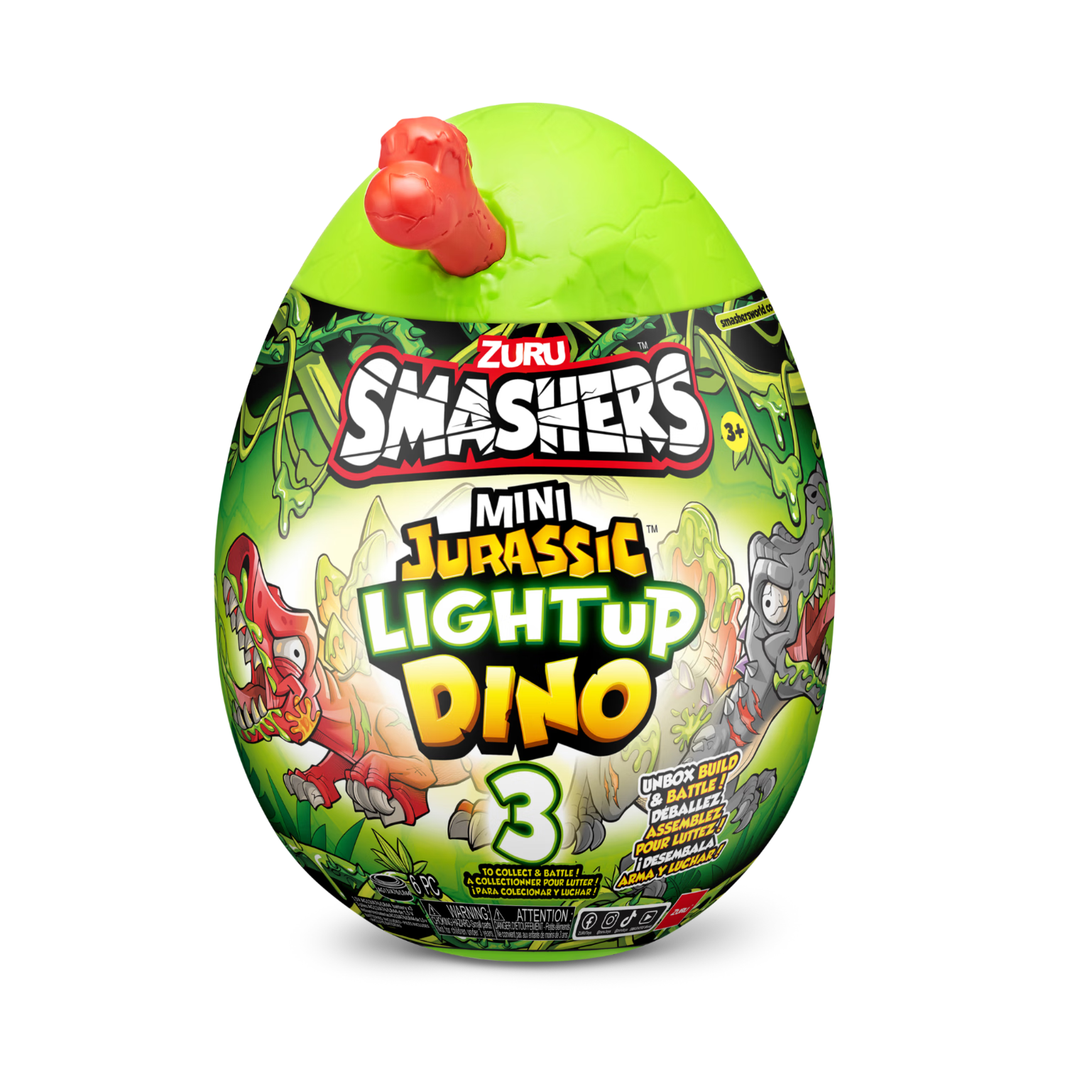 Мини-яйцо динозавр ZURU SMASHERS Jurassic, с подсветкой, 5 см