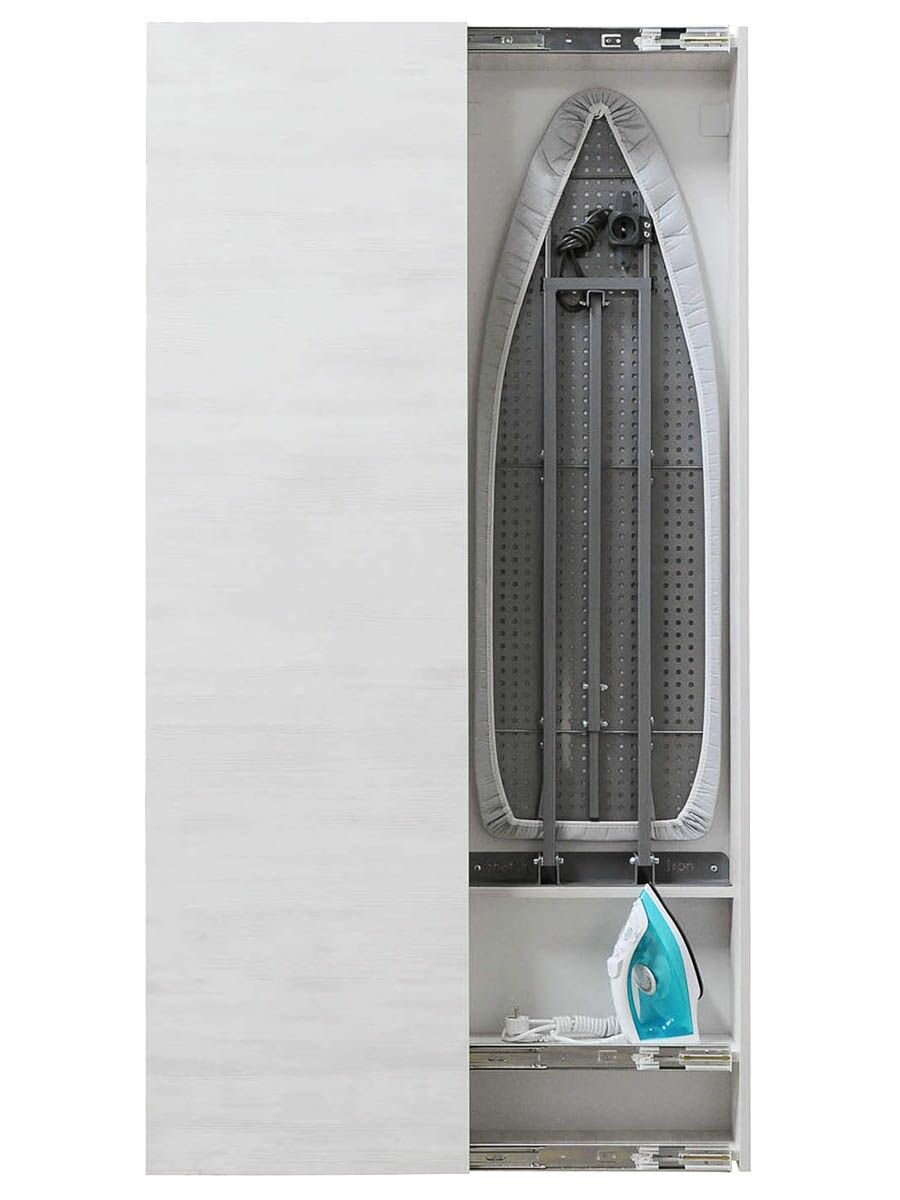 Встроенная гладильная доска без зеркала Айрон Бокс XL ЭКО Выбеленный дуб купе лево