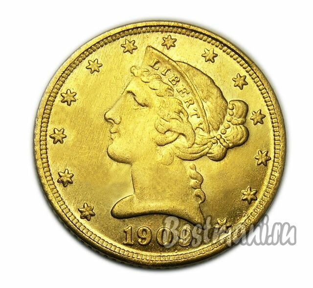 5 долларов золотая монета США 1909 года сувенирная копия UNC монеты, нумизматика, деньги для коллекции