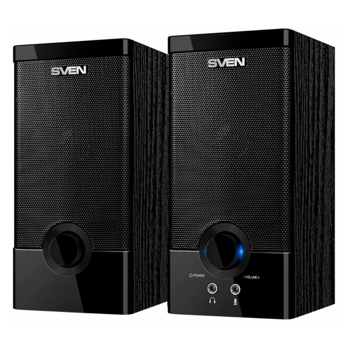 Колонки фронтальные, компьютерные Sven SPS-603, цвет черный, корпус деревянный, 1 полоса, мощность 6 Вт