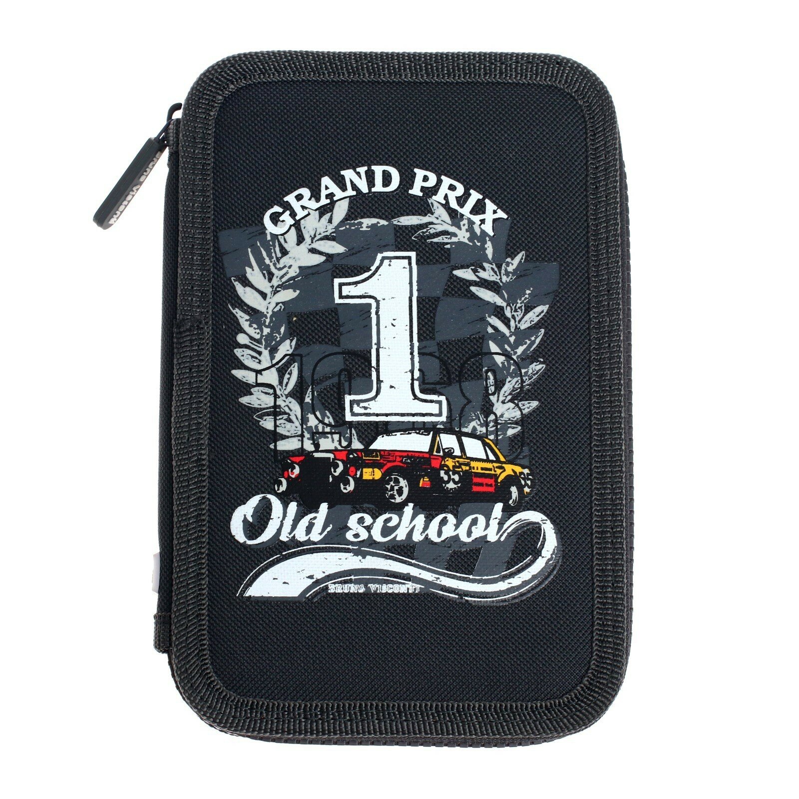 Пенал BrunoVisconti, на молнии, одно отделение , темно-серый, 200х130 мм, "GRAND PRIX", Арт. 14-050/02