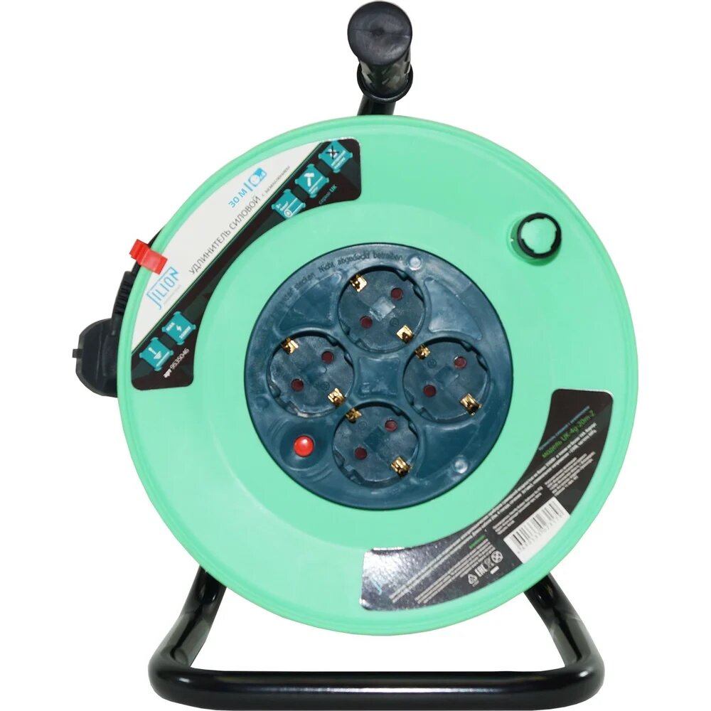 Jilion Удлинитель на катушке UK-4g-30m-Z с 4 евророзетками (с/з) 30м 9535047