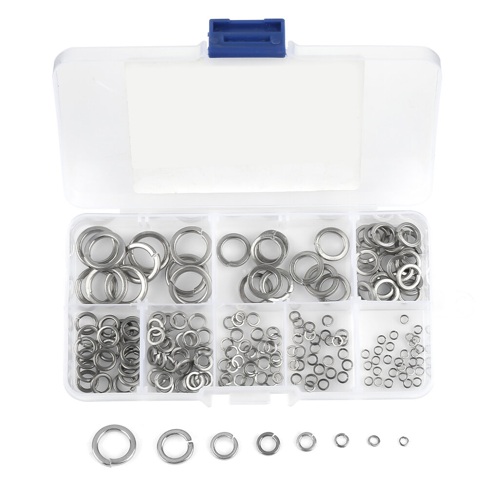 Набор из 180 пружинных шайб из нержавеющей стали SS304 (M2-M10) в коробке.
