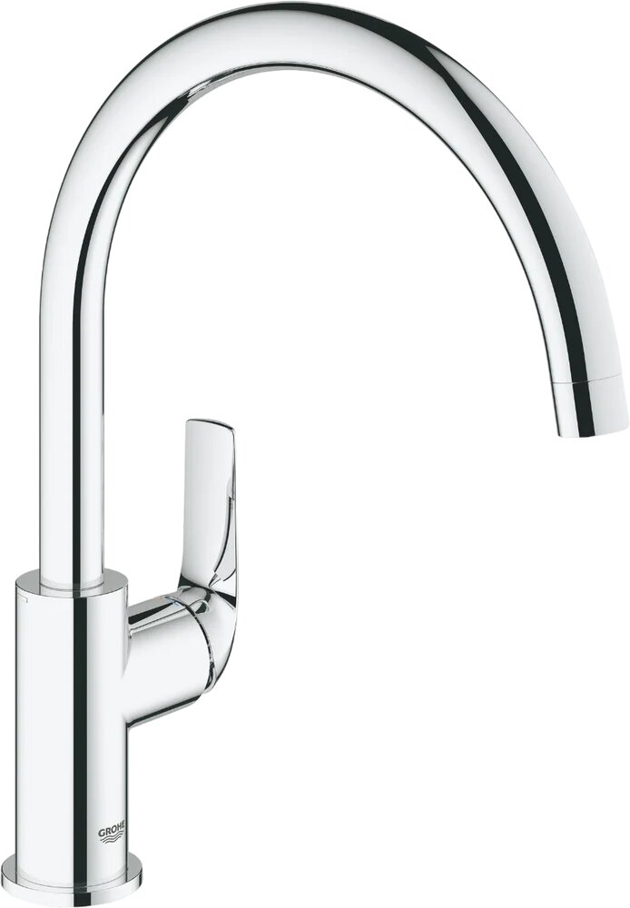 Смеситель для кухни Grohe BauCurve 31536001 с поворотным изливом, хром, глянцевый, однорычажный, латунный, с керамическим картриджем