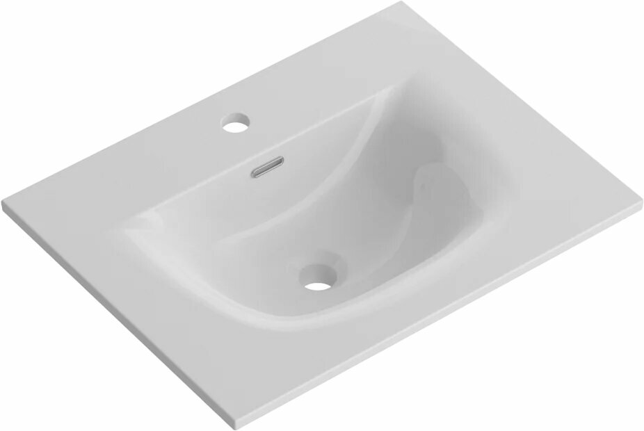 Мебельная раковина BelBagno BB-8099-3-70 накладная, фаянсовая, со встроенным сливом-переливом, белая, раковина для ванной, прямоугольная
