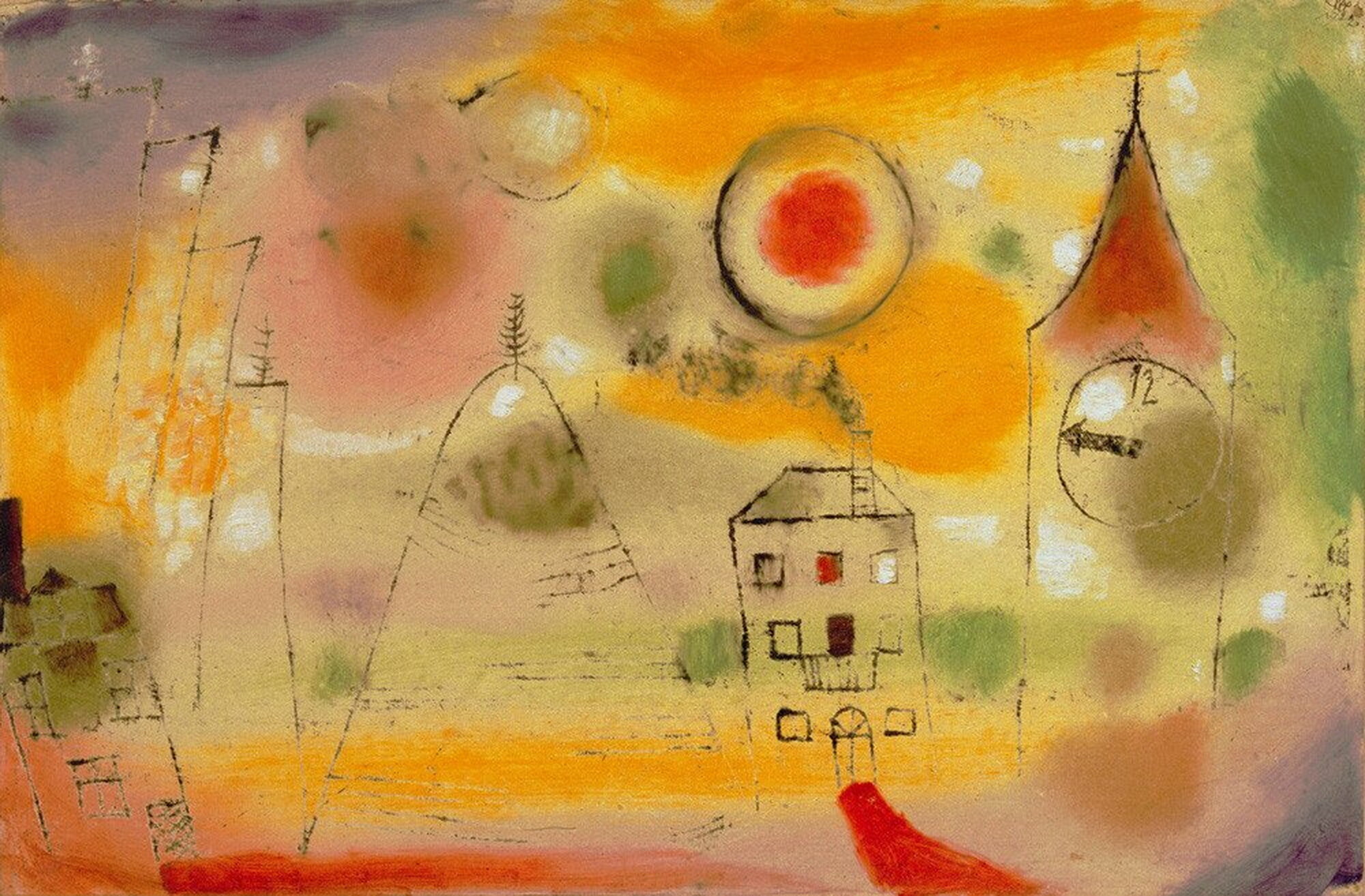 Плакат, постер Пауль Клее: деревня в снах на бумаге, размер 21х30см