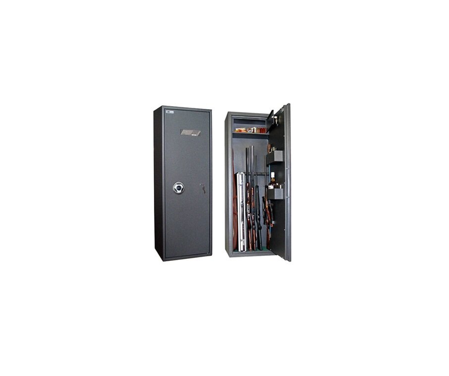 Сейф оружейный SAFETRONICS MAXI 5P ME/8, на 8 стволов, электронный замок, 150х50х35 см, серый