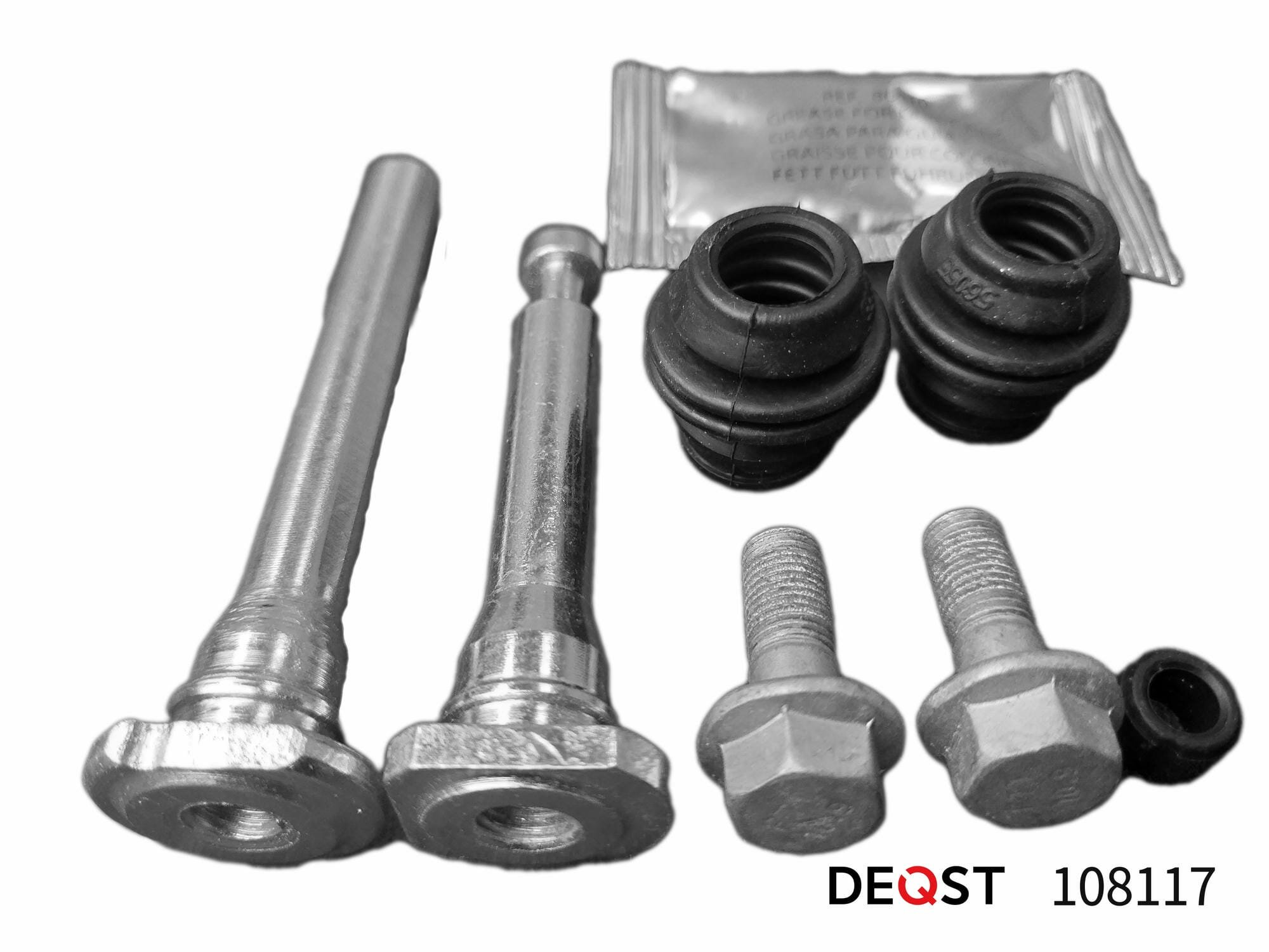 Ремкомплект суппорта Deqst 108117 направляющие переднего Mazda CX-5 (KE) (11-17), Nissan Qashqai (J10/J11) (07-), (10-TRAIL (T31/T32) (07-), Renault KaDJAR (15-), Suzuki SX4 2 (13-), VITARA 3 (15-