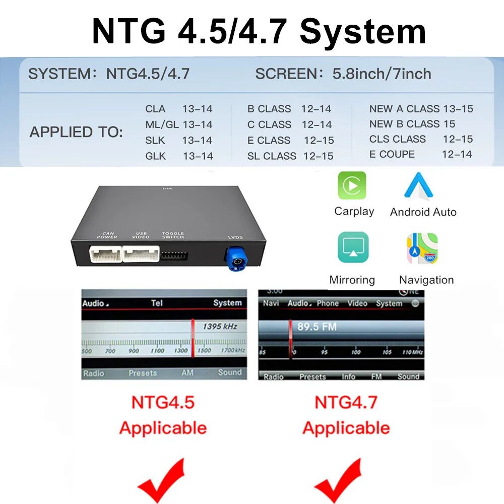 CARABC Беспроводной адаптер CarPlay Android Auto для Mercedes Benz A B C E CLA CLS GLA GLC NTG4.5