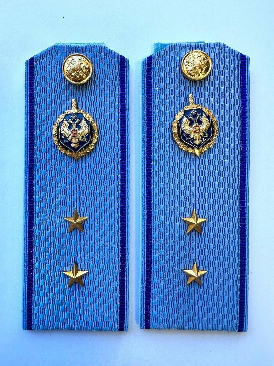 Погоны ФСБ голубые на рубашку, звание Прапорщик