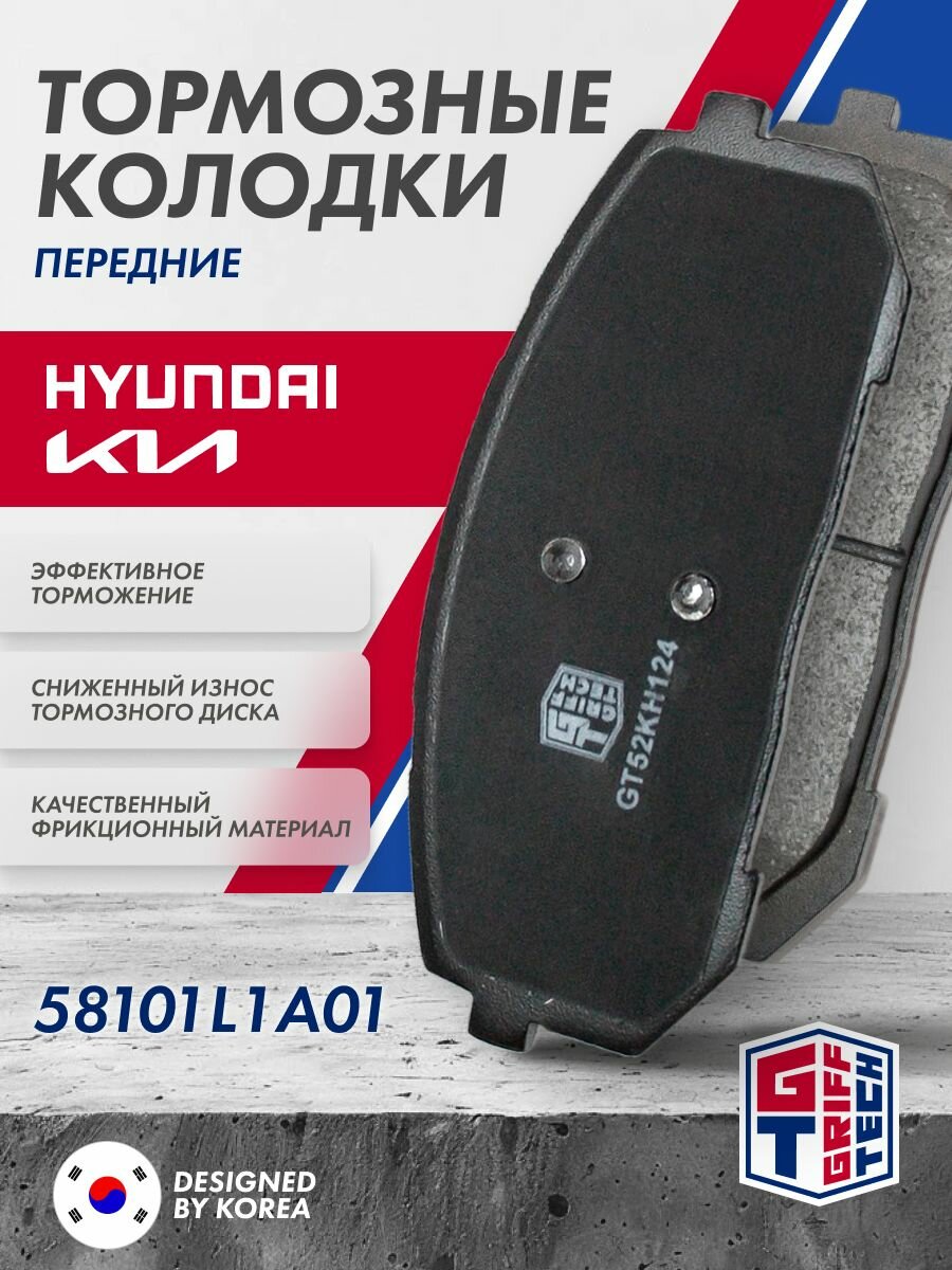 Колодки тормозные передние GRIFF TECH Hyundai Sonata (2019-) / KIA K5 / 58101L1A01 SP4334 BP1096 MPH73 QF506502 3000505