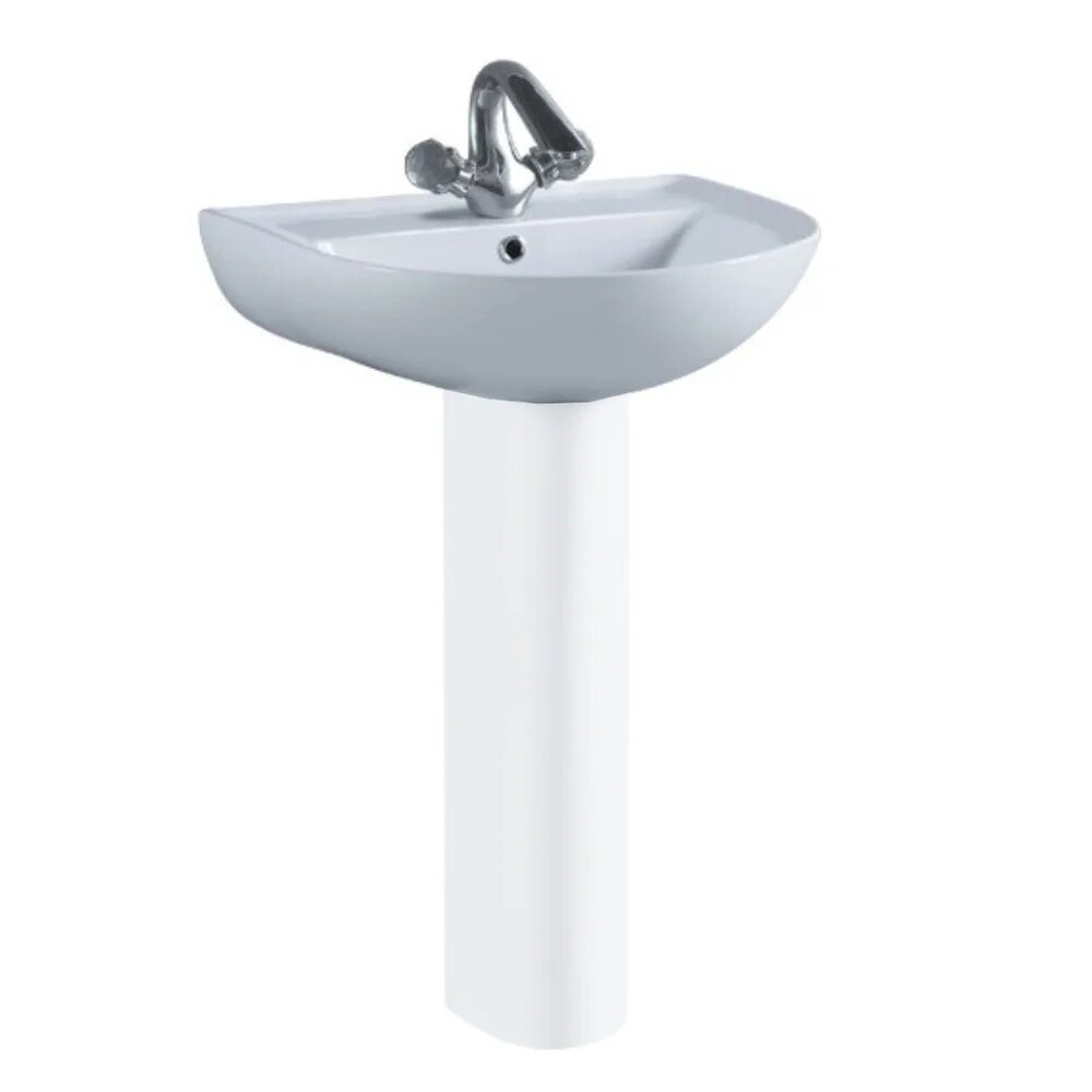 Раковина подвесная Olive'S Odeo R_OD33146 56 фаянсовая, раковина для ванной, белая, глянцевая, полукруглая, со встроенным сливом-переливом