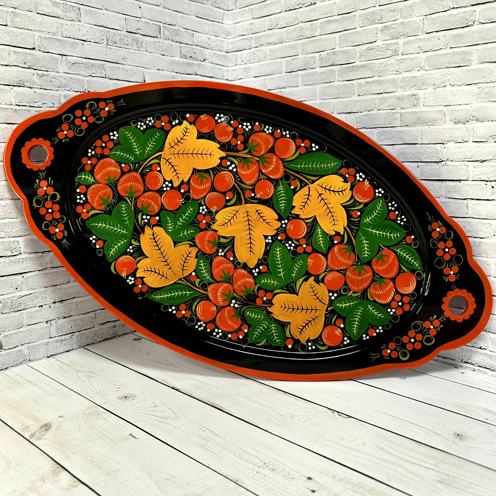 Поднос подарочный Керженский 460*250 мм с хохломской росписью