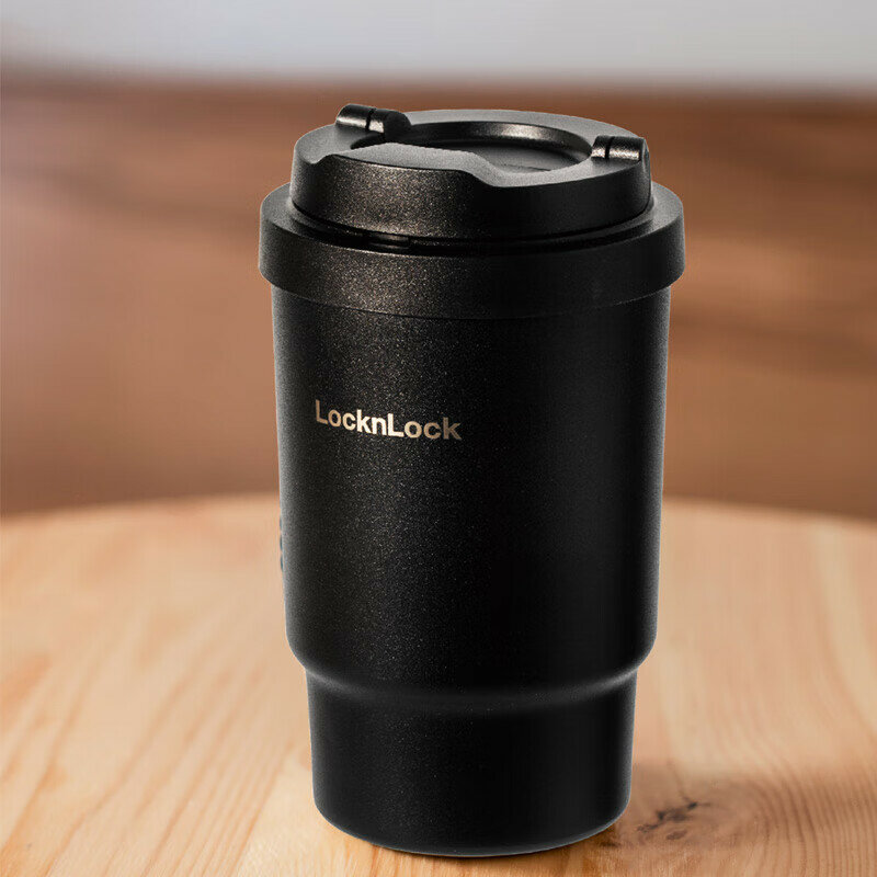 LOCK&LOCK Ceramic-Coated Insulated Coffee Mug, Portable Water Cup for Men And Women, 400ML, Black, LHC3340BLK
