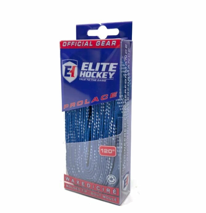 Шнурки для коньков хоккейных Elite Hockey Pro 120" (305см) с пропиткой, сине-белые