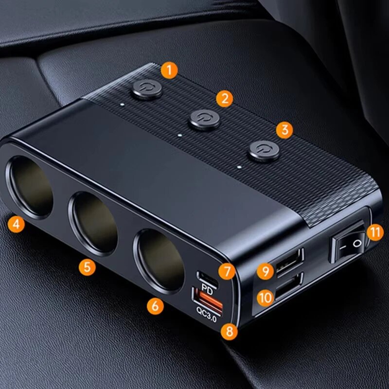 Автомобильный прикуриватель 128 Вт, автомобильное зарядное устройство, многопортовый PD30W QC3.0, USB-адаптер для быстрой зарядки, зарядное устройство, разветвитель, аксессуары, C28