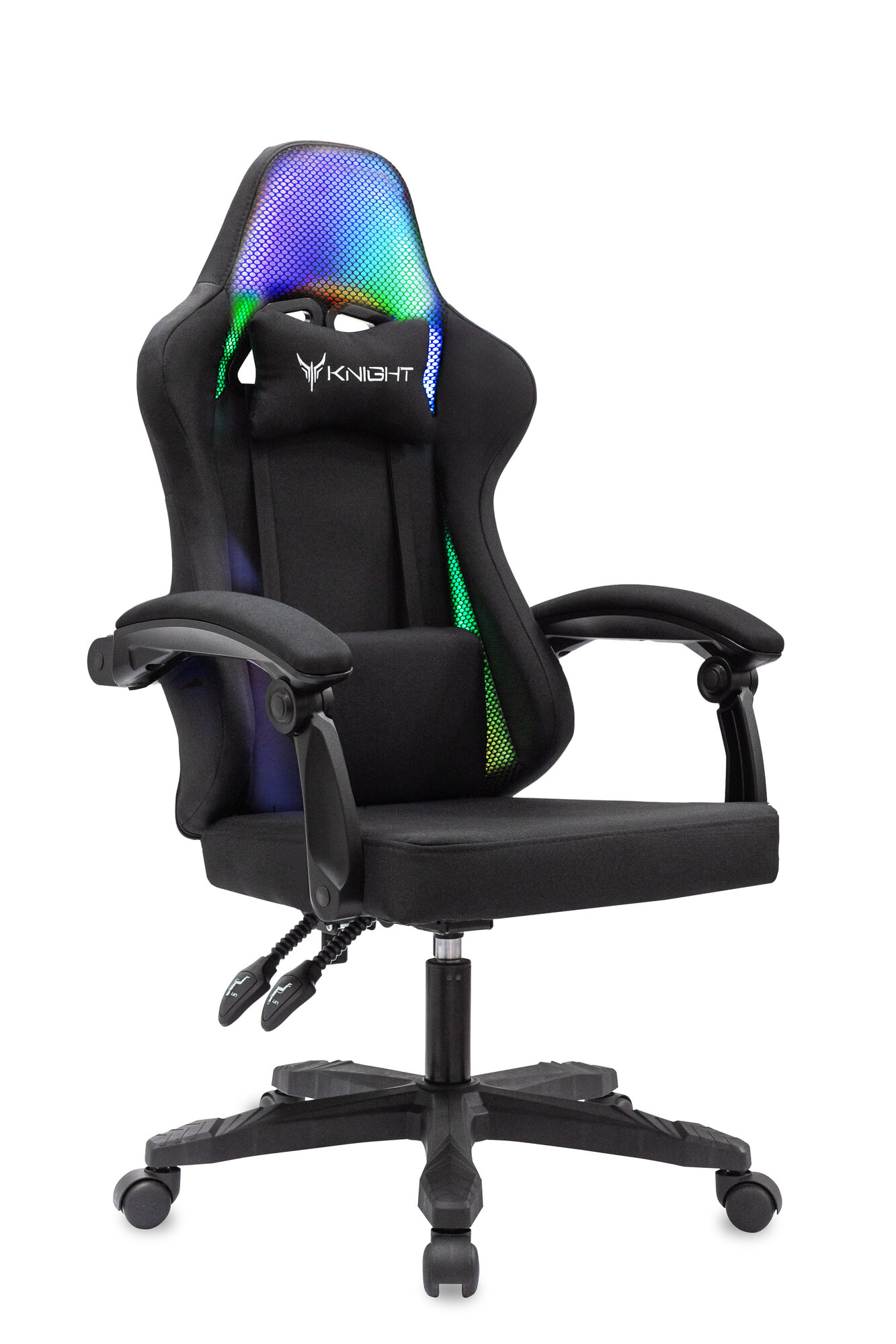 Кресло игровое Knight Wolf RGB черный с подголов. крестов. пластик пластик черный