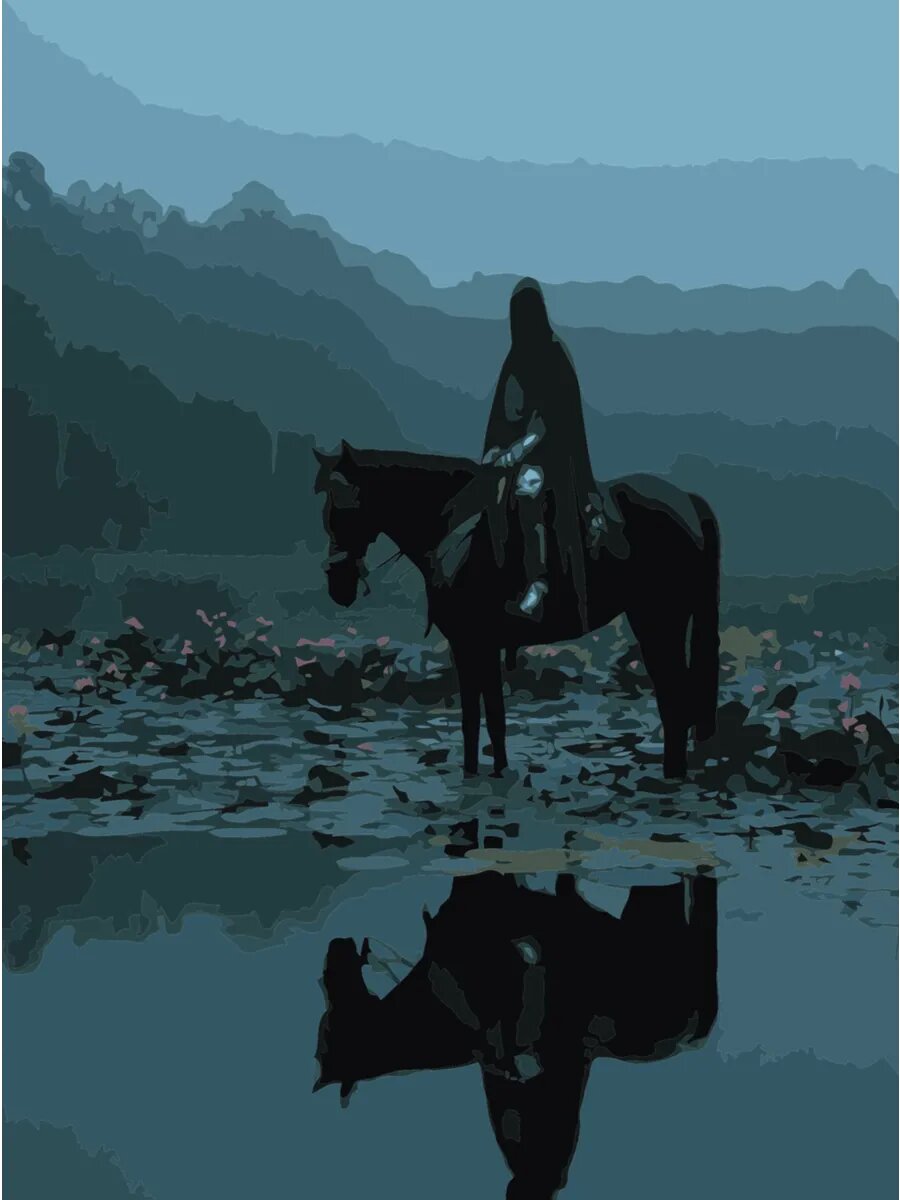 Картина по номерам 30x40 см всадник на лошади